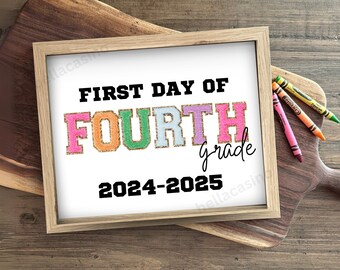First Day of FOURTH Grade Sign, First Day of School Sign, FOURTH Grade ...