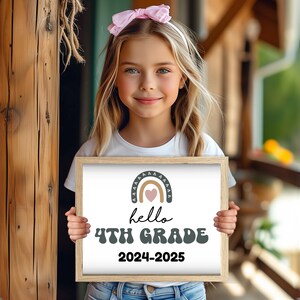 First Day of 4th Grade Sign, First Day of School Sign, Printable 4th ...