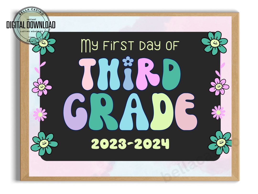 Buy First Day of 3rd Grade Sign, First Day of School Sign, Printable ...