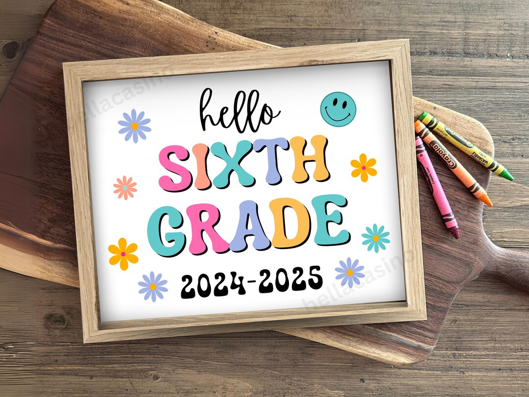 First Day of 6th Grade Sign, First Day of School Sign, Printable 6th ...