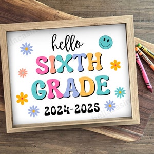 First Day of 6th Grade Sign, First Day of School Sign, Printable 6th ...