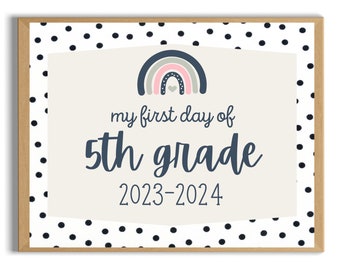 First Day of 5th Grade Sign, First Day of School Sign, Printable 5th ...