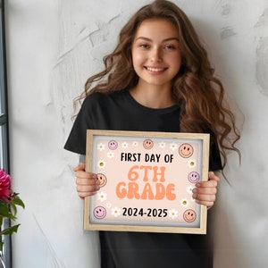 First Day of 6th Grade Sign, First Day of School Sign, Printable 6th ...