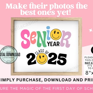 First Day of Senior Year Printable Sign Instant Digital Download Back ...