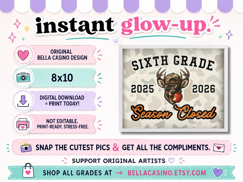 LAST DAY of Sixth Grade Sign, Last Day of School Sign, Printable 6th ...