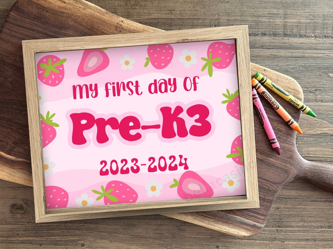 First Day of Pre-k3 Sign, First Day of School Sign, Printable PREK3 ...