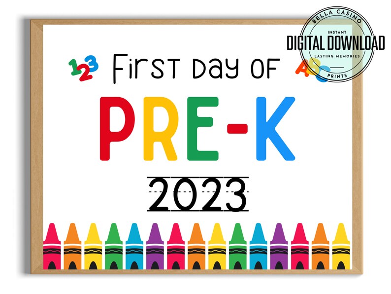 First Day of Pre-k Sign First Day of School Sign Printable - Etsy