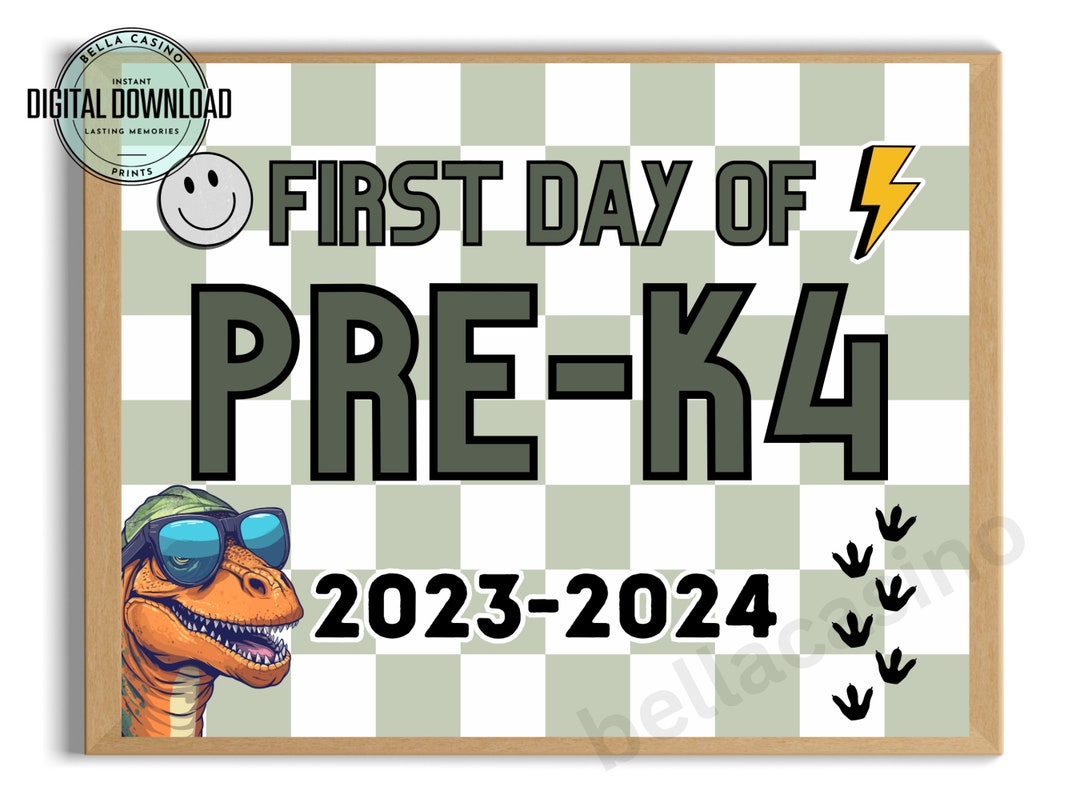 First Day of Pre-k4 Printable Sign Instant Digital Download Back to ...