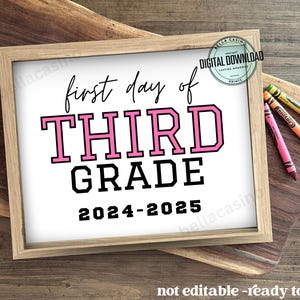 First Day of 3rd Grade Sign, First Day of School Sign, Printable 3rd ...