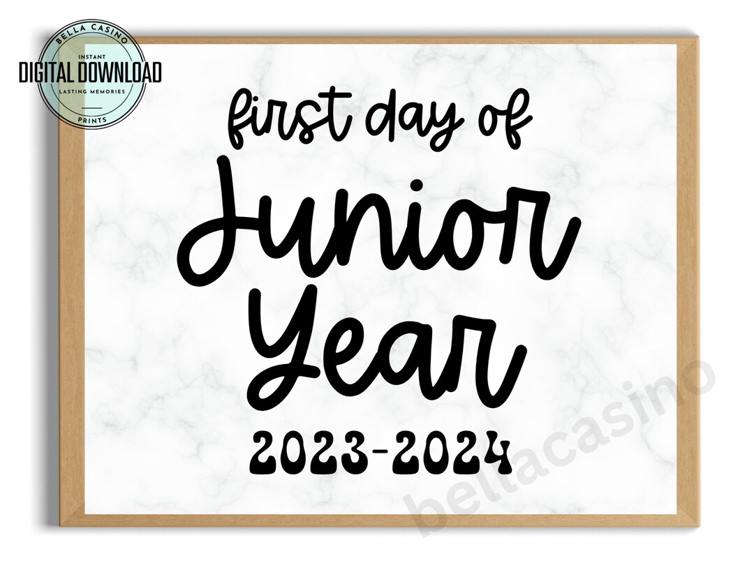 First Day of Junior Year Printable Sign Instant Digital Download Back ...