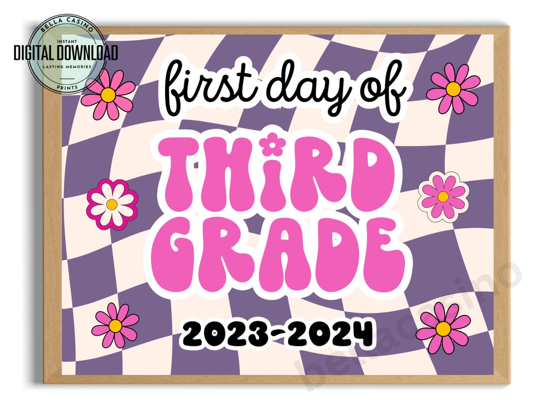 First Day of 3rd Grade Sign, First Day of School Sign, Printable 3rd ...