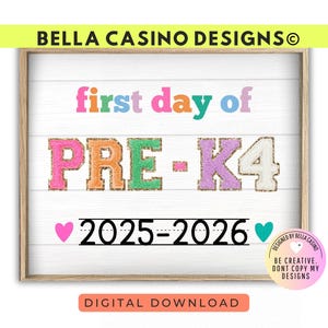 First Day of PREK4 Sign, Printable Digital Download - Etsy México