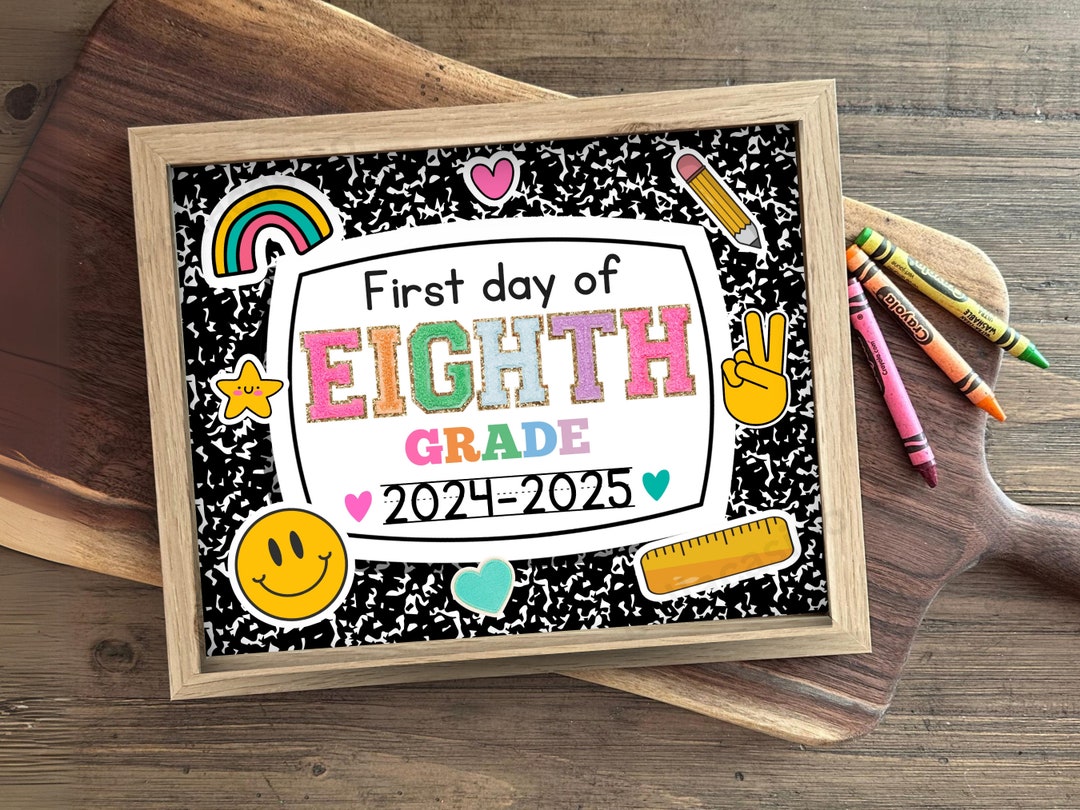 First Day of 8th Grade Printable Sign Instant Digital Download Back to ...