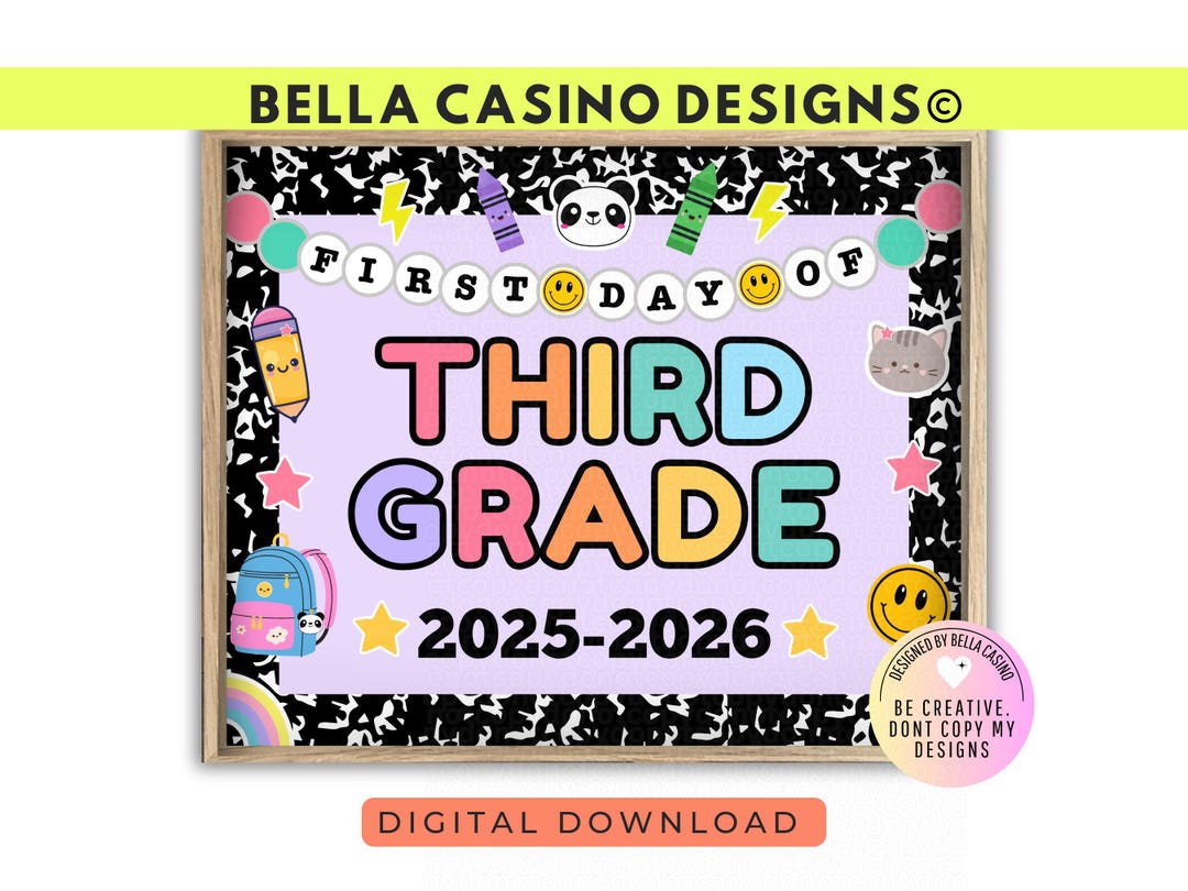 First Day of 3rd Grade Sign Printable - Digital Download - Etsy