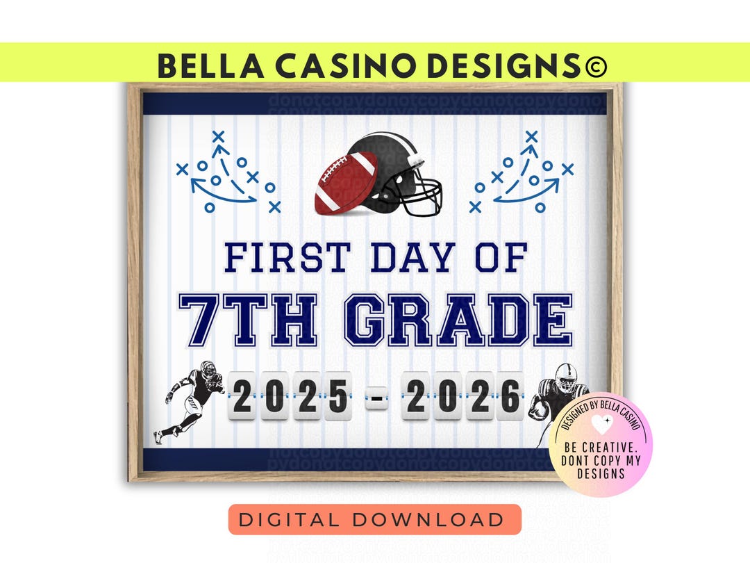 First Day of 7th Grade Sign Printable - Digital Download - Etsy