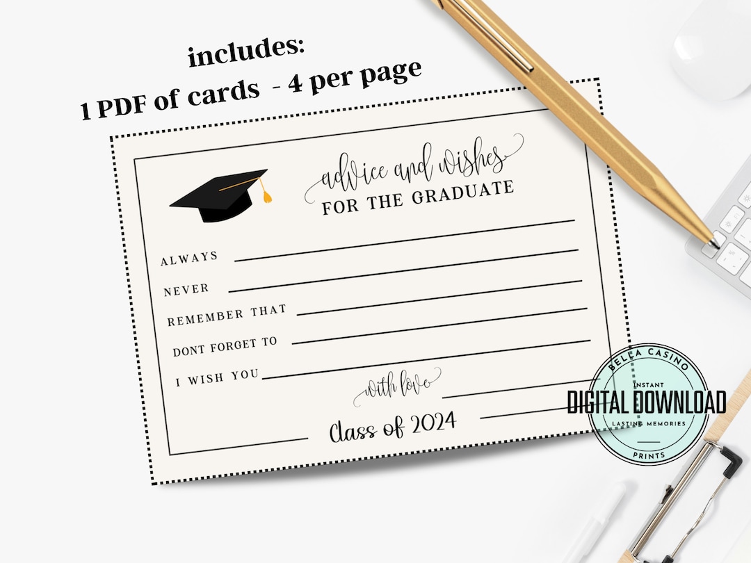 Advice and Wishes for the Graduate Printable Cards, Graduation Table ...