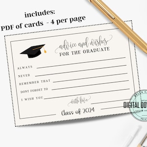 Advice and Wishes for the Graduate Printable Cards, Graduation Table ...