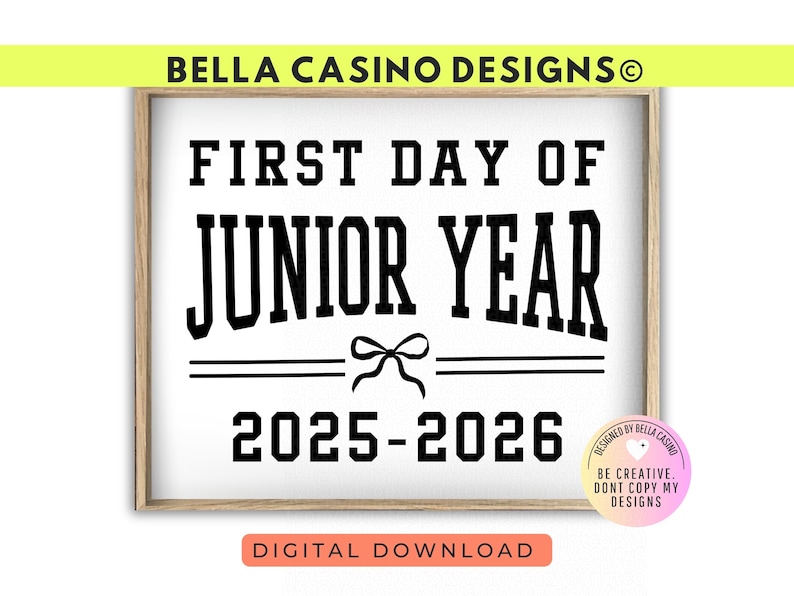 First Day of Junior Year Sign Printable - Digital Download - Etsy