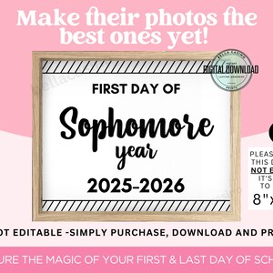 First Day of Sophomore Year Printable Sign - Instant Digital Download ...