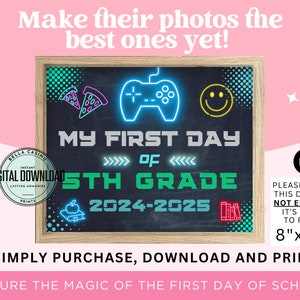 First Day of 5th Grade Sign, First Day of School Sign, Printable 5th ...