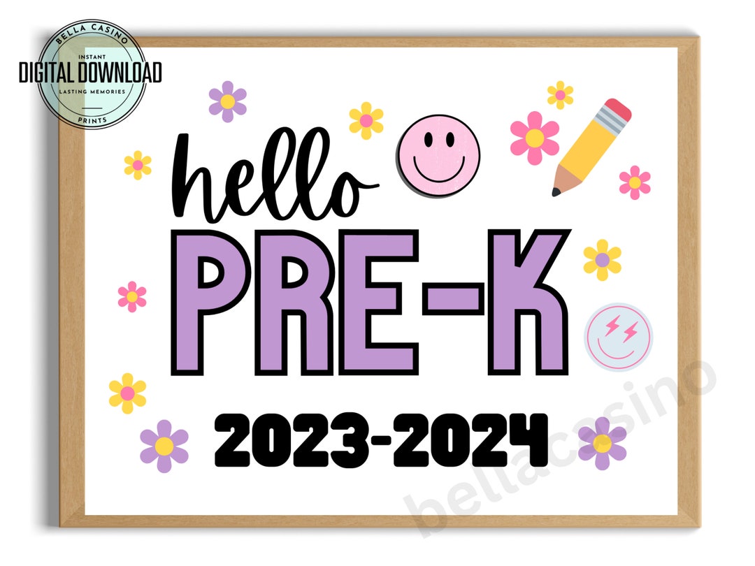 First Day of Pre-k Printable Sign Instant Digital Download Back to ...