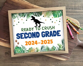 Dinosaur First Day of 2nd Grade Sign Instant Download Dinosaur First ...