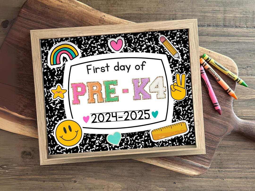 First Day of Pre-k4 Printable Sign - Instant Digital Download - Back to ...