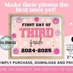 First Day of 3rd Grade Sign, First Day of School Sign, Printable 3rd ...