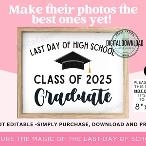 Last Day of High School Sign, Last Day of School, 12th Grade, Printable ...