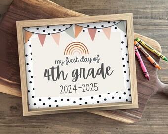 First Day of FOURTH Grade Sign, First Day of School Sign, FOURTH Grade ...