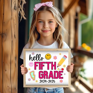 First Day of 5th Grade Sign, First Day of School Sign, Printable 5th ...