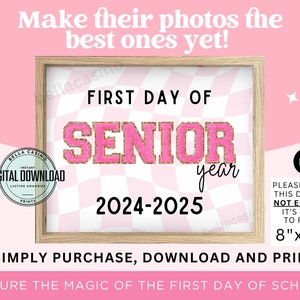 First Day of Senior Year Printable Sign - Instant Digital Download ...