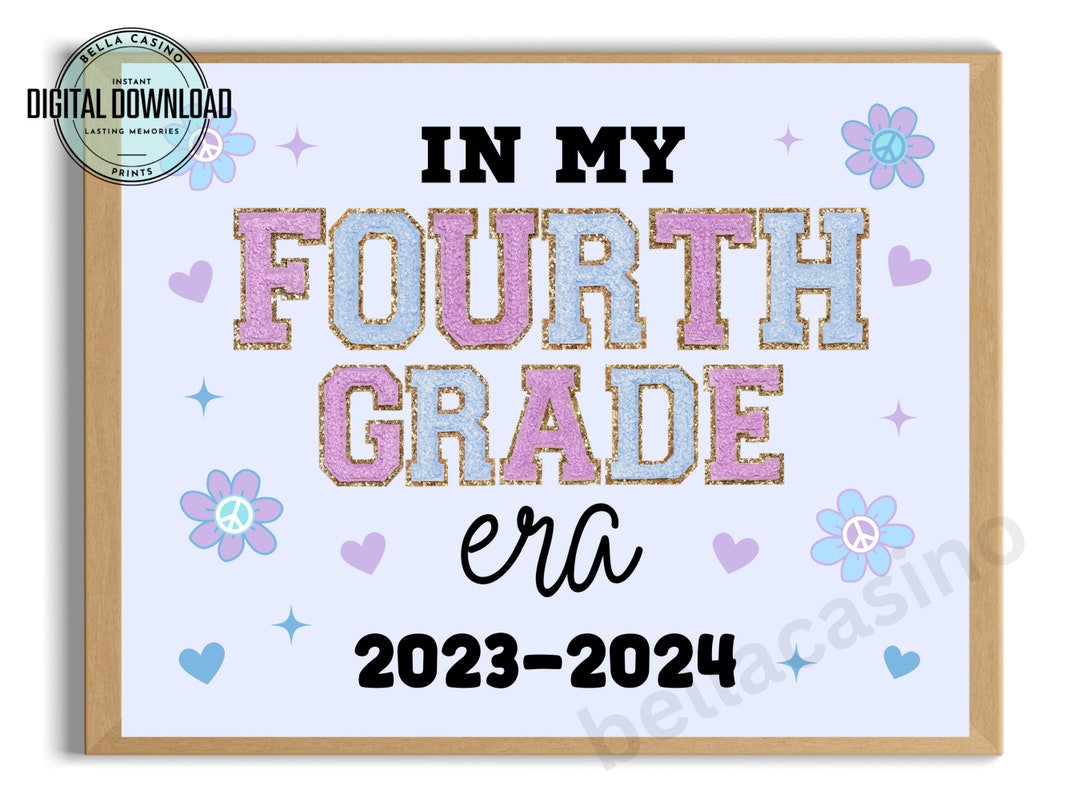 First Day of 4th Grade Sign, First Day of School Sign, Printable 4th ...