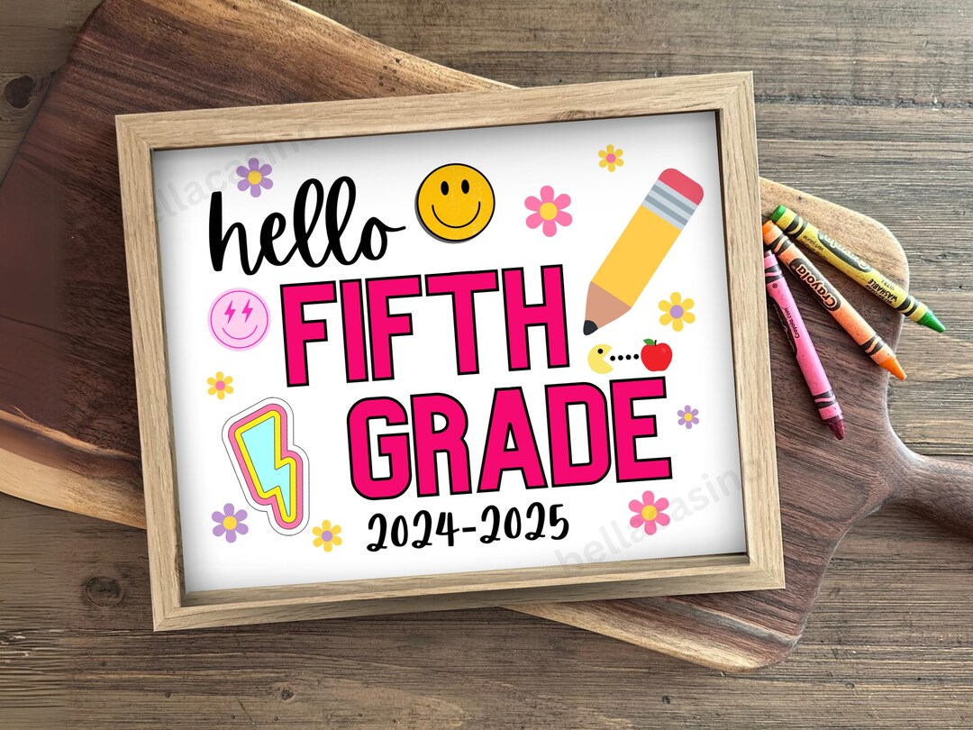 First Day of 5th Grade Sign, First Day of School Sign, Printable 5th ...