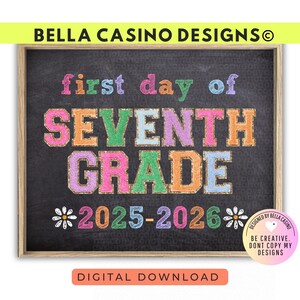 First Day of 7th Grade Sign Printable - Digital Download - Etsy