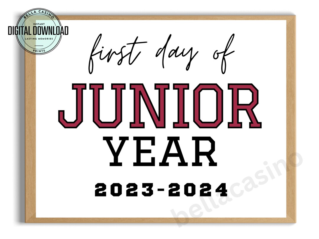 First Day of Junior Year Printable Sign Instant Digital Download Back ...