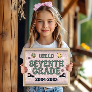 First Day of 7th Grade Sign, First Day of School Sign, Printable 7th ...