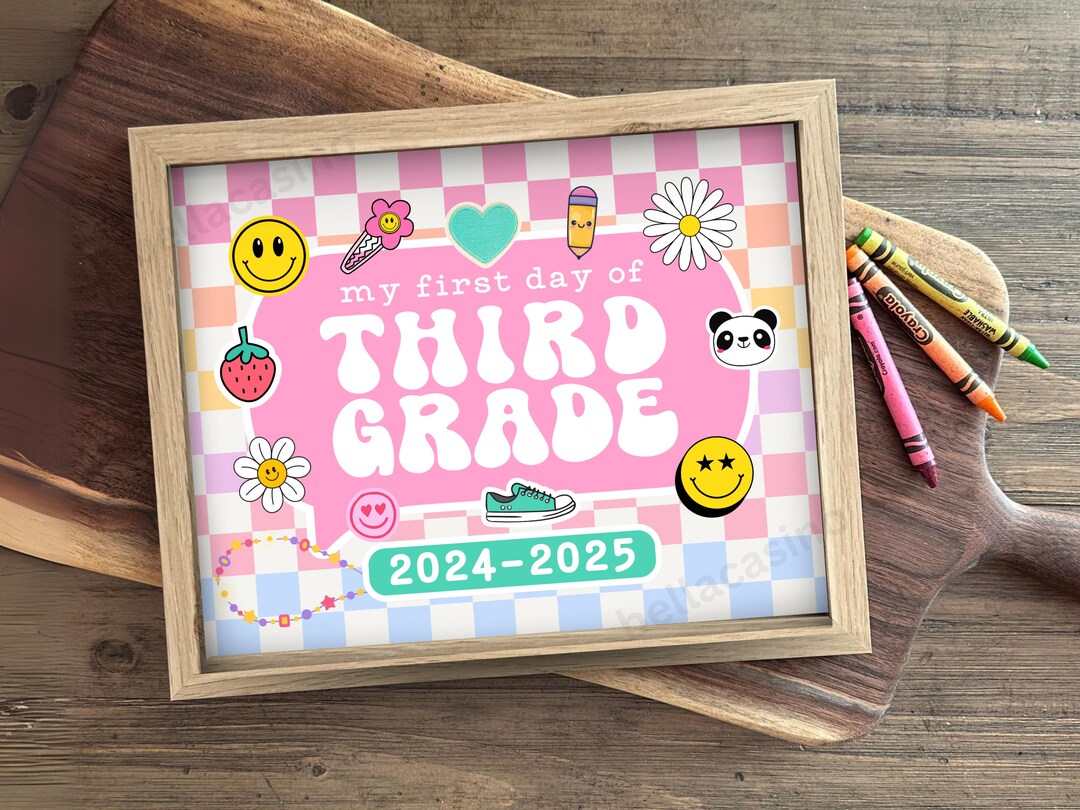 Buy First Day of 3rd Grade Sign, First Day of School Sign, Printable ...