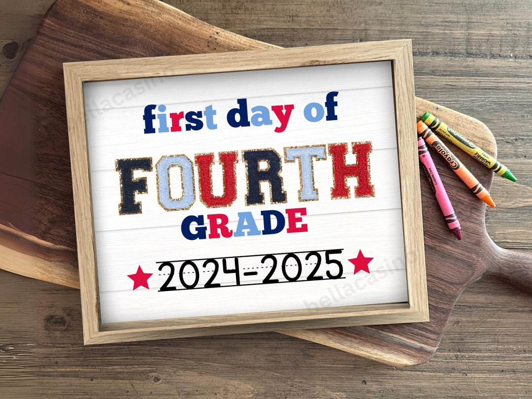 First Day of 4th Grade Sign, First Day of School Sign, Printable 4th ...