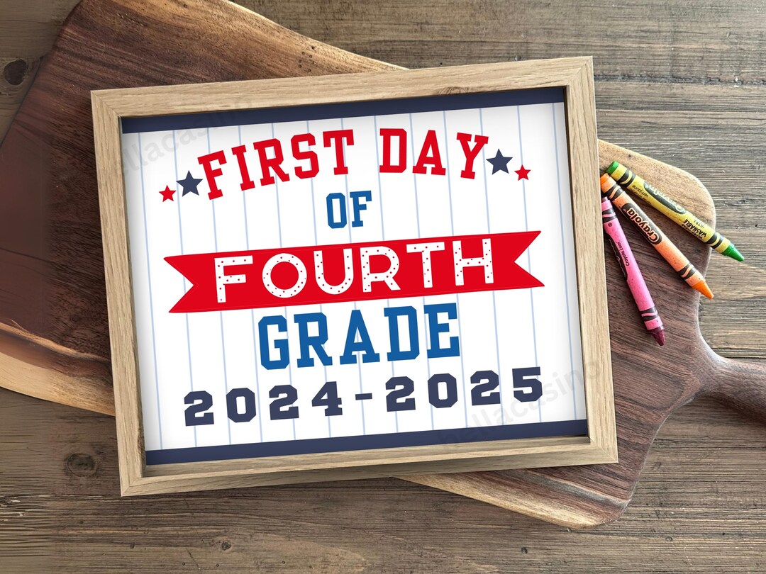 First Day of 4th Grade Sign, First Day of School Sign, Printable 4th ...
