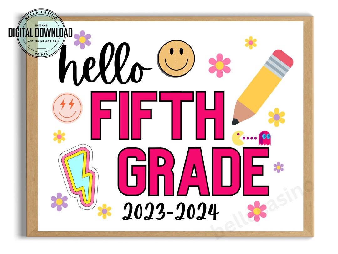 First Day of 5th Grade Sign First Day of School Sign - Etsy