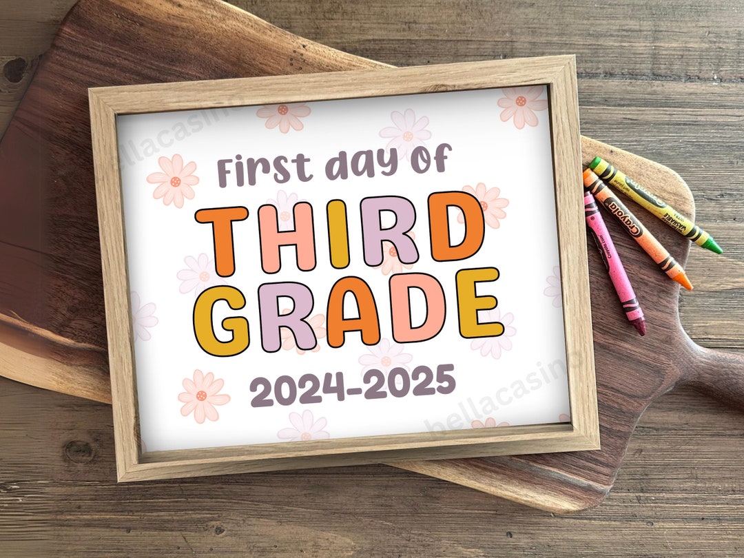 First Day of 3rd Grade Sign, First Day of School Sign, Printable 3rd ...