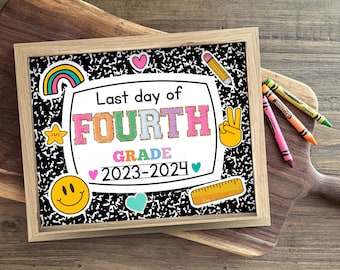 LAST DAY of 4th Grade Sign, Last Day of School Sign, Printable 4th ...