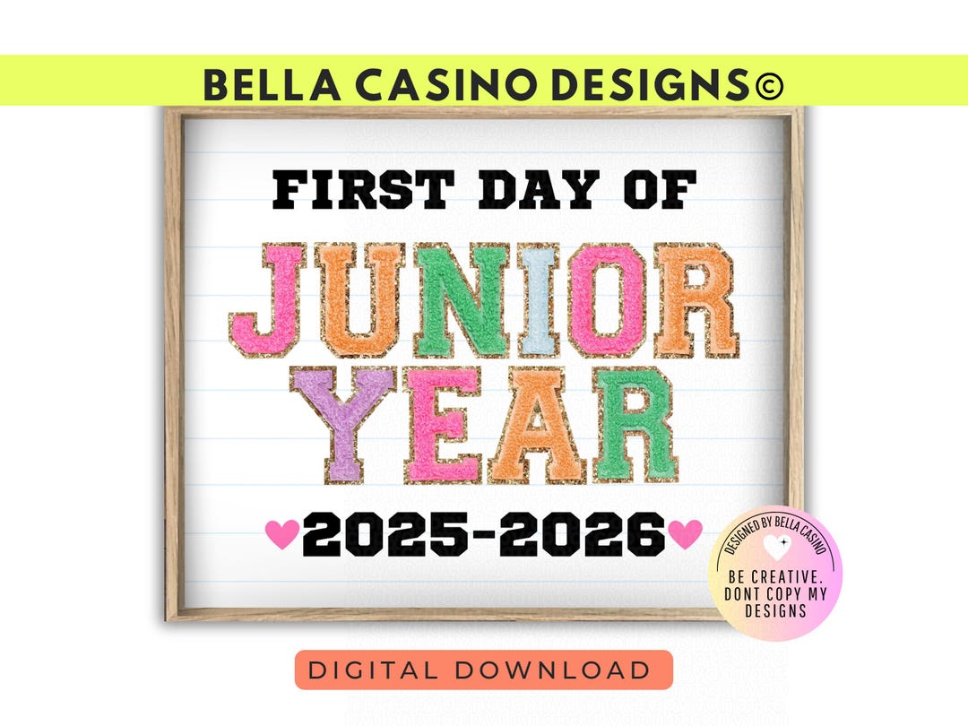 First Day of Junior Year Sign – 11th Grade Back to School Printable ...