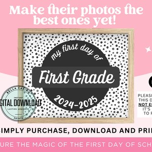 First Day of First Grade Printable Sign Instant Digital Download Back ...