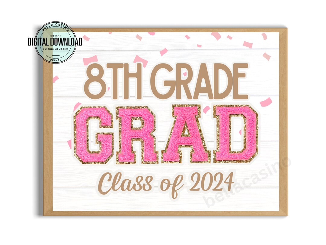 LAST DAY of 8th Grade Sign, Last Day of School Sign, Printable 8th Grade Sign, Digital Instant ...