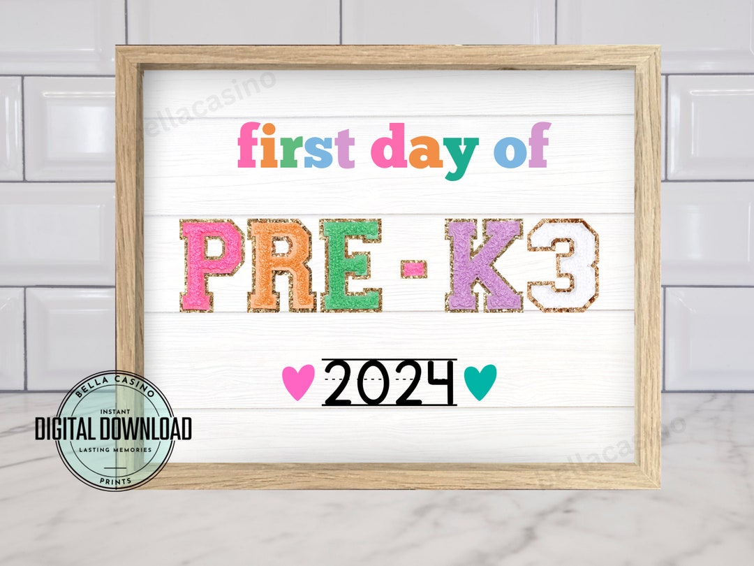 First Day of Pre-k Sign – Printable Back to School Photo Prop – Instant ...