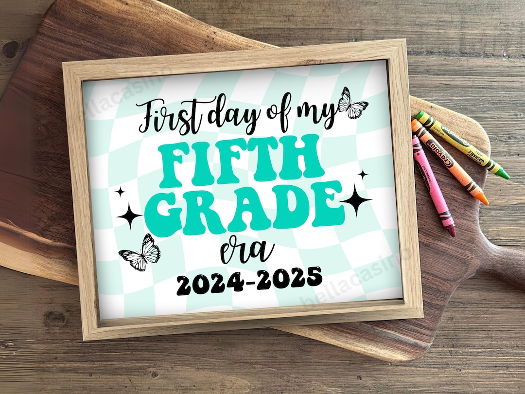 First Day of 5th Grade Sign, First Day of School Sign, Printable 5th ...