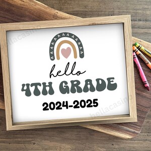 First Day of 4th Grade Sign, First Day of School Sign, Printable 4th ...