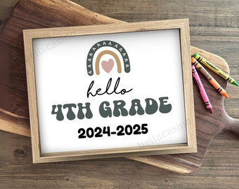 First Day of FOURTH Grade Sign, First Day of School Sign, FOURTH Grade ...